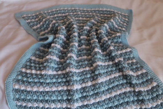 Knitting Pattern PDF / Blue Bobble Baby Blanket Knit Pattern / - Etsy