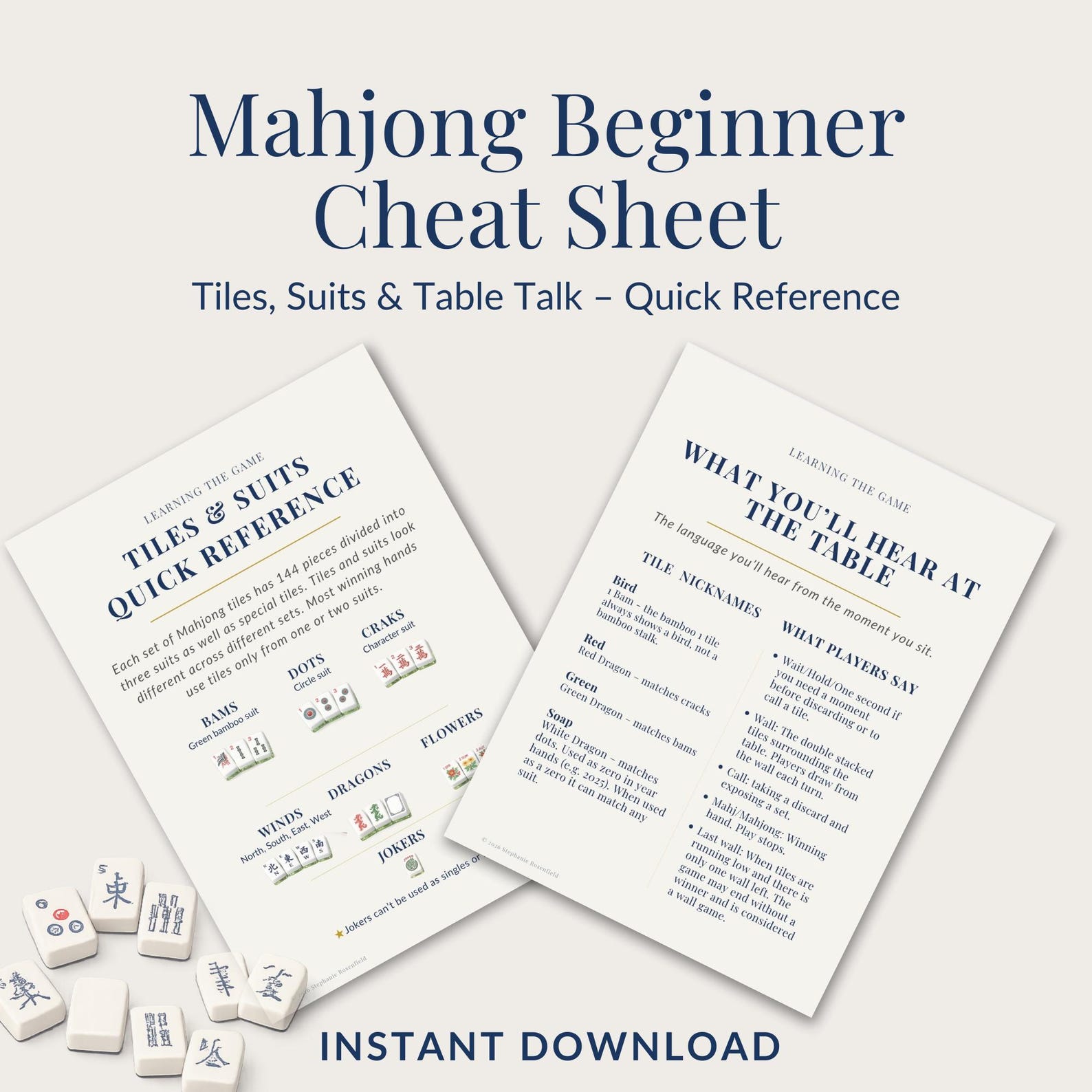 Mahjong Cheat Sheet Printable — Tiles, Suits & Table Talk Quick ...
