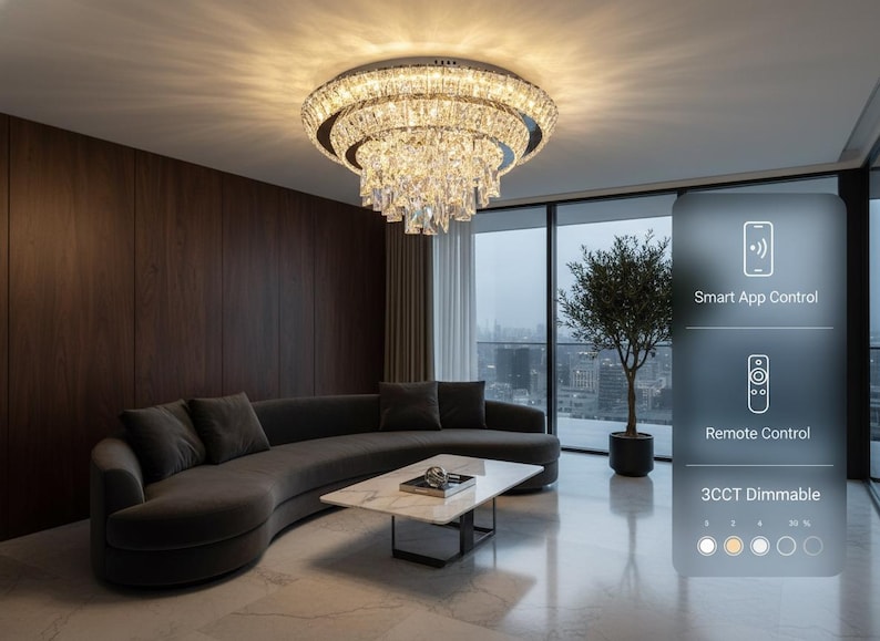 Modern Crystal Flush Mount Chandelier, Black Raindrop Ceiling Light ...