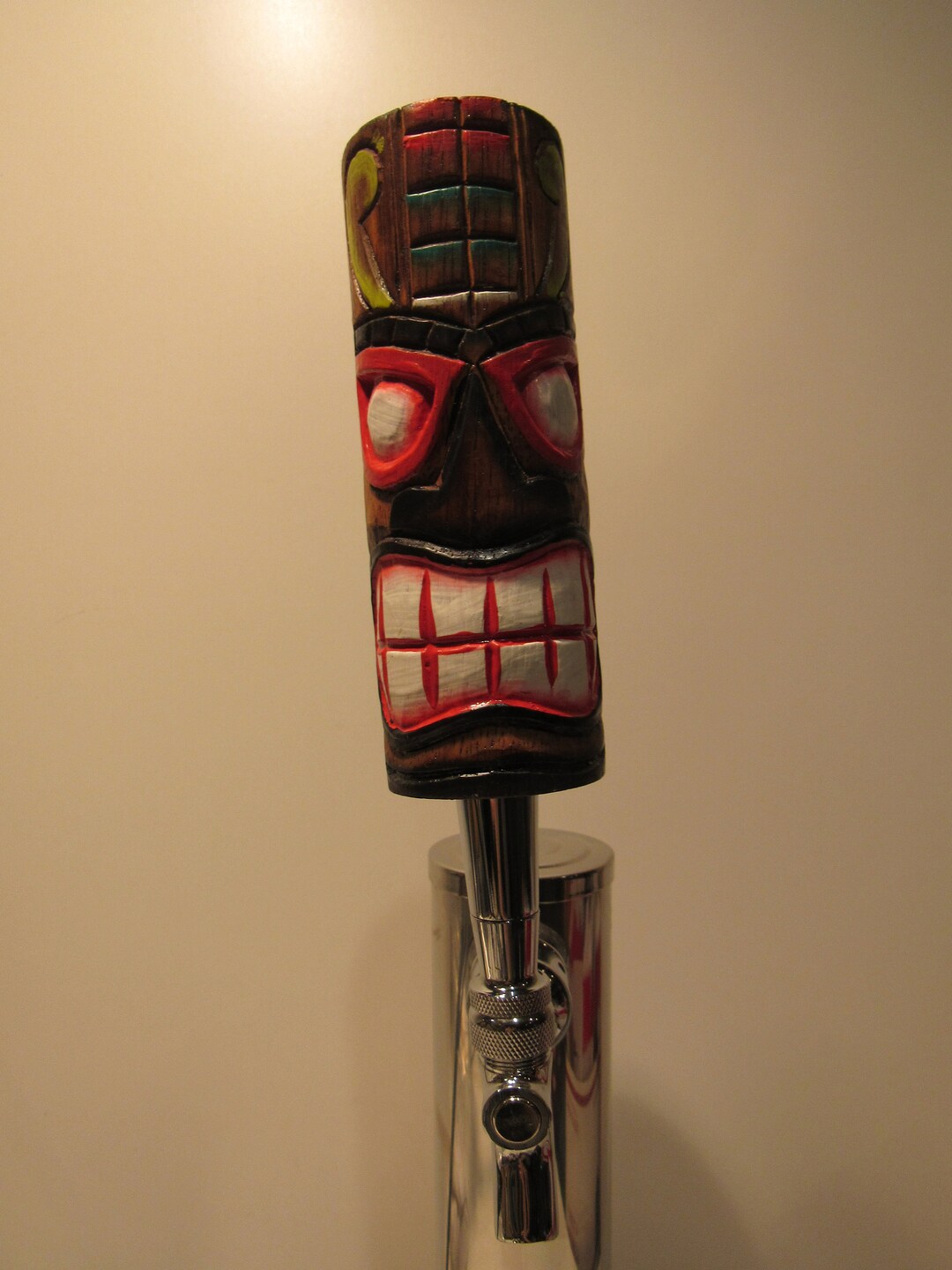 Colorful Tiki With Big Teeth and Round Eyes Beer Tap Handle - Etsy