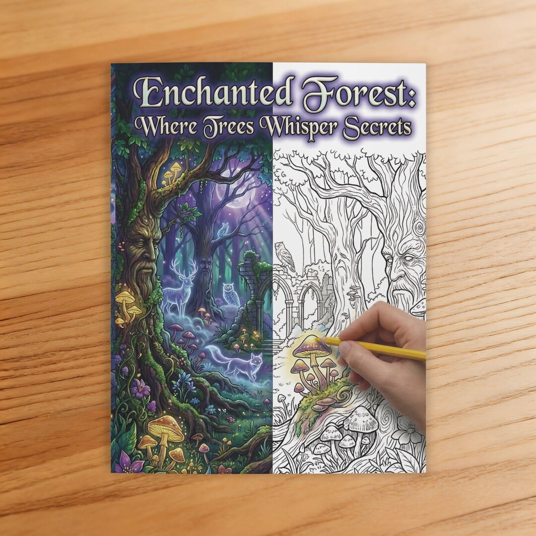 Enchanted Forest Adult Coloring Book | Magical Trees, Spirit Animals ...