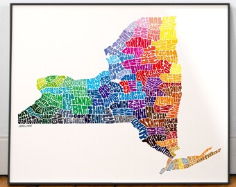 New York Map Art New York Art Print Signed Print of My - Etsy