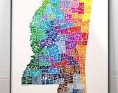 Mississippi Map Art Mississippi Art Print Signed Print of My - Etsy