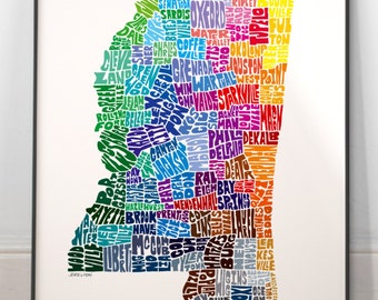 Mississippi Map Art - Etsy