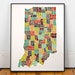 Indiana map art Indiana art print signed print of my | Etsy