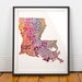 Louisiana map art Louisiana art print signed print of my | Etsy