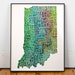 Indiana map art Indiana art print signed print of my | Etsy
