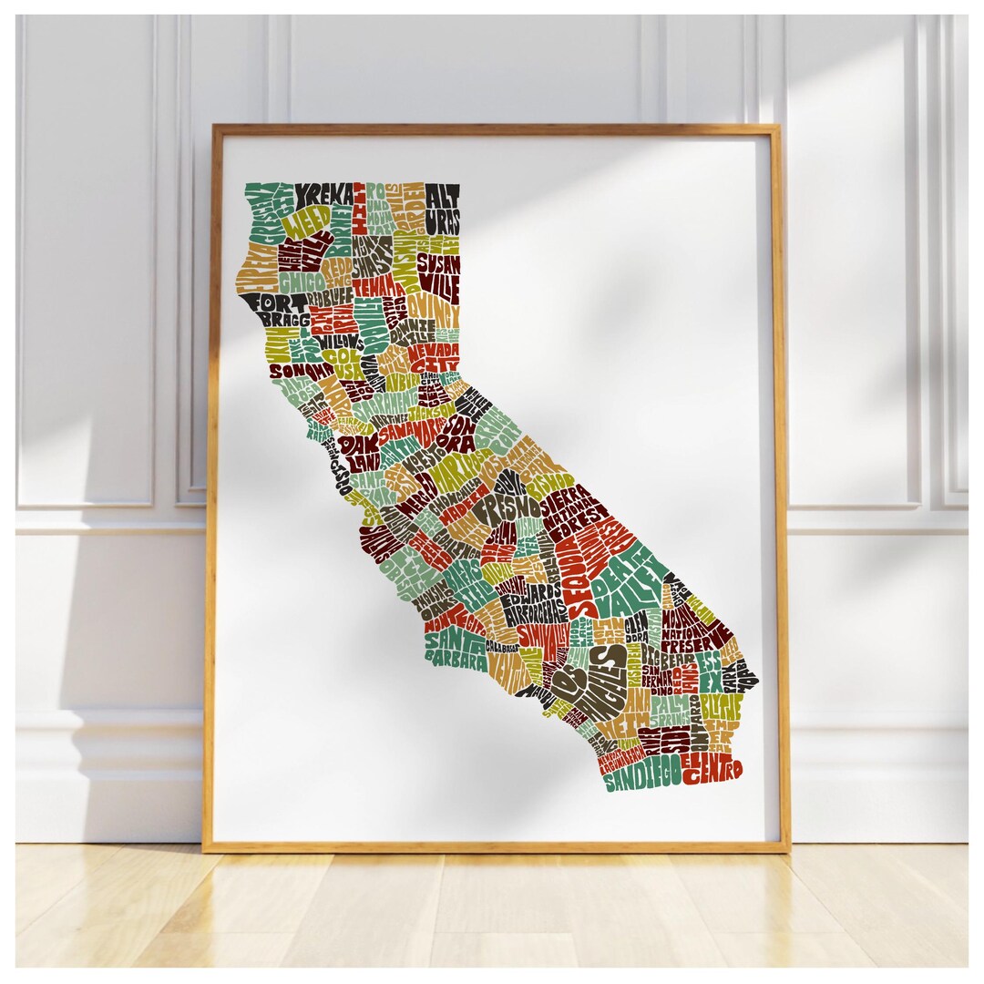 California Map Art, California Art Print, Signed Print of My Original ...