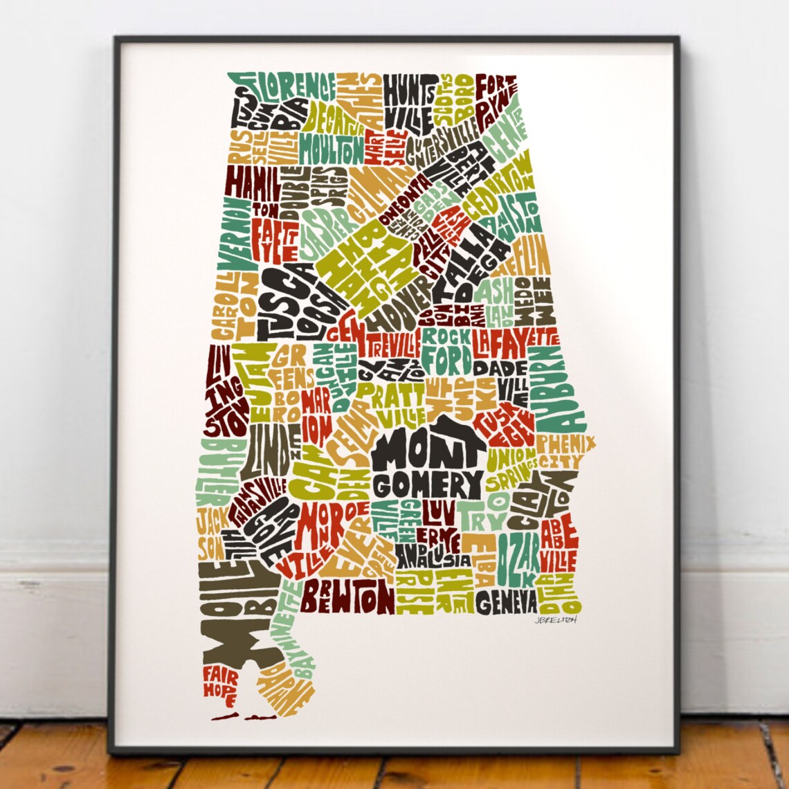Alabama Map Art Alabama Map Print Alabama Art Print Print - Etsy