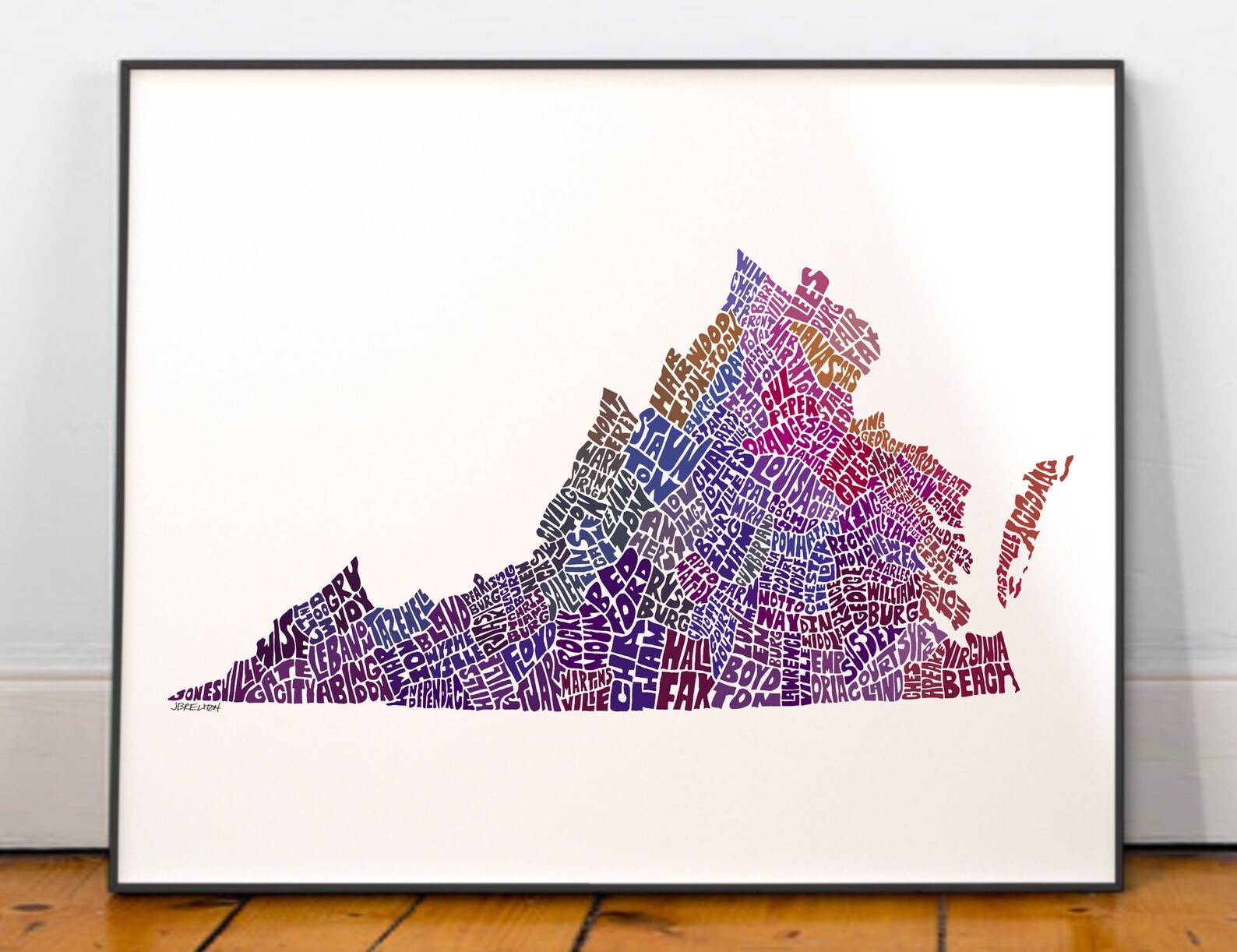 Virginia Map Art Virginia Art Print Signed Print of My - Etsy