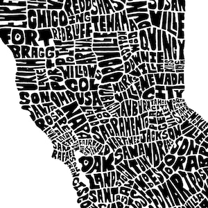 Framed California Art Print California Map Art Available in - Etsy