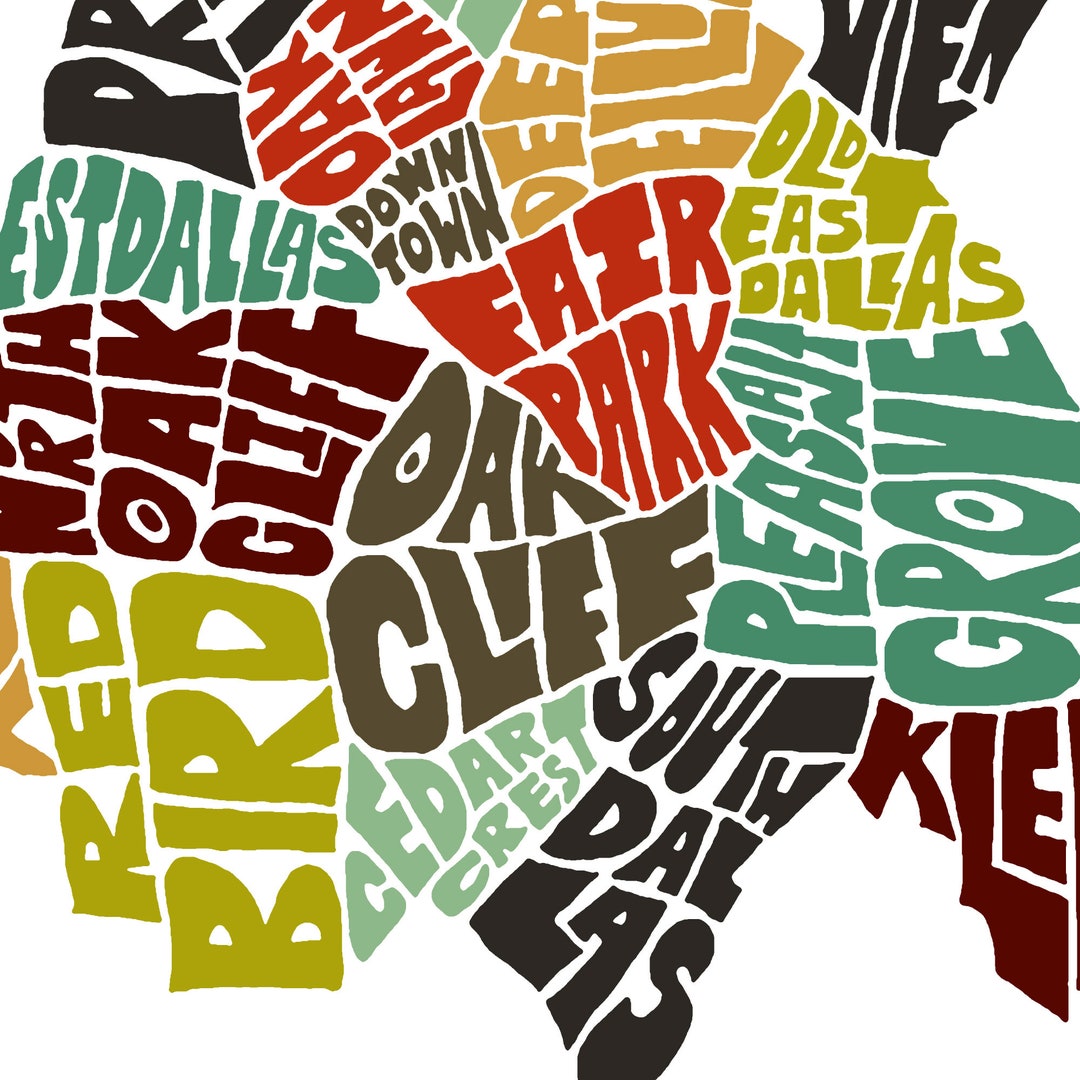 Dallas Neighborhood Map Art Print, Signed Print of My Original Hand ...