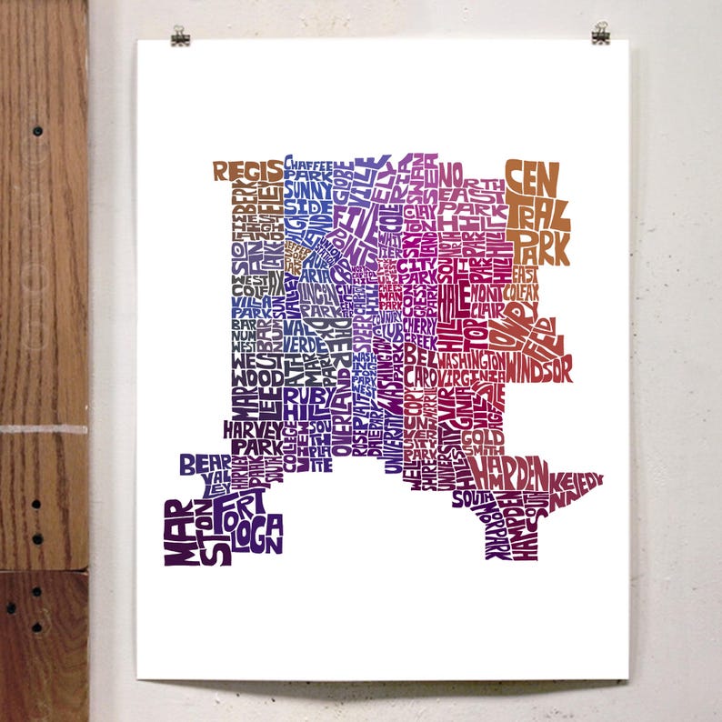 Denver Neighborhood Map Print, Signed Print of My Original Hand Drawn ...