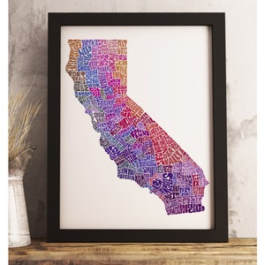Framed California Art Print California Map Art Available in - Etsy