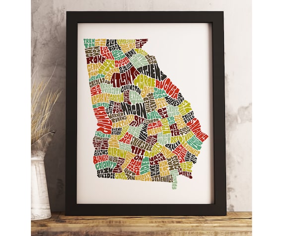 Georgia Art Print FRAMED Georgia Map Art Available in - Etsy
