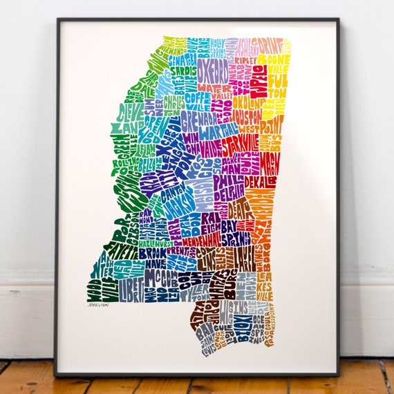 Mississippi Map Art Mississippi Art Print Signed Print of My - Etsy