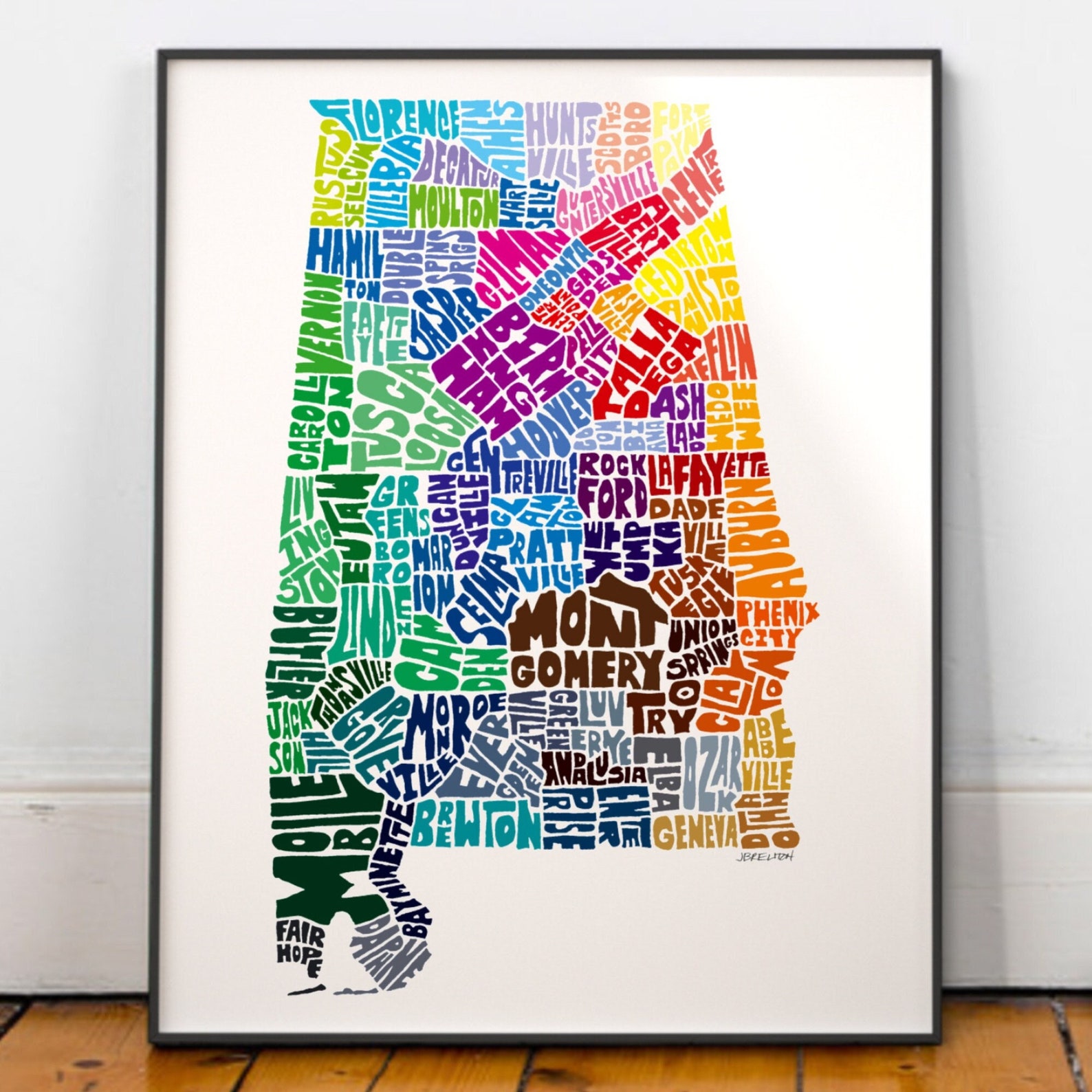 Alabama Map Art Alabama Art Print Signed Print of My - Etsy
