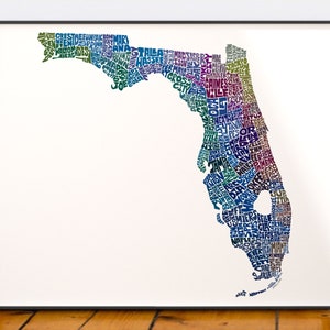 Florida Map Art, Florida Art Print, Signed Print of My Original Hand ...
