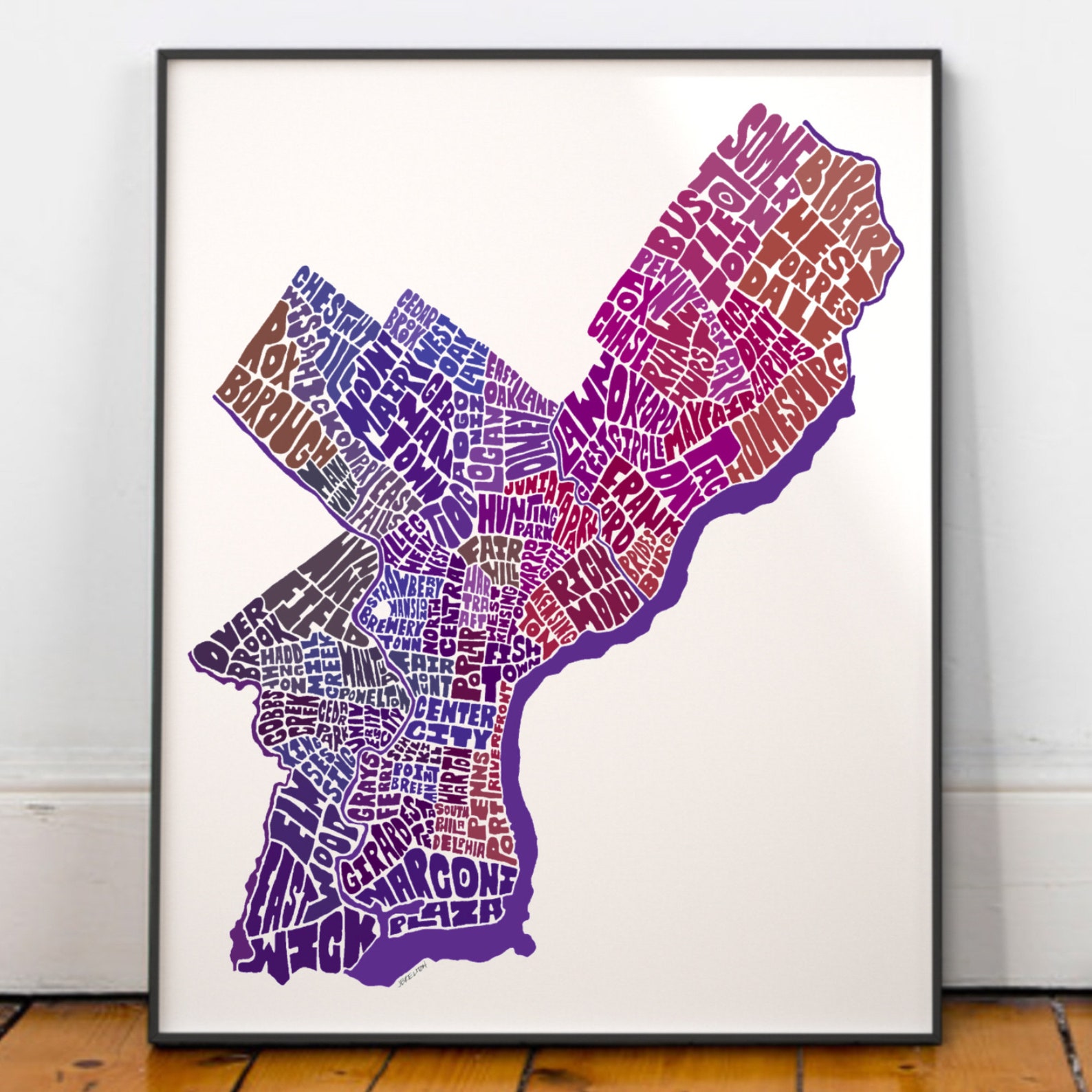 Philadelphia Neighborhood Map Art Print Signed Print of My - Etsy