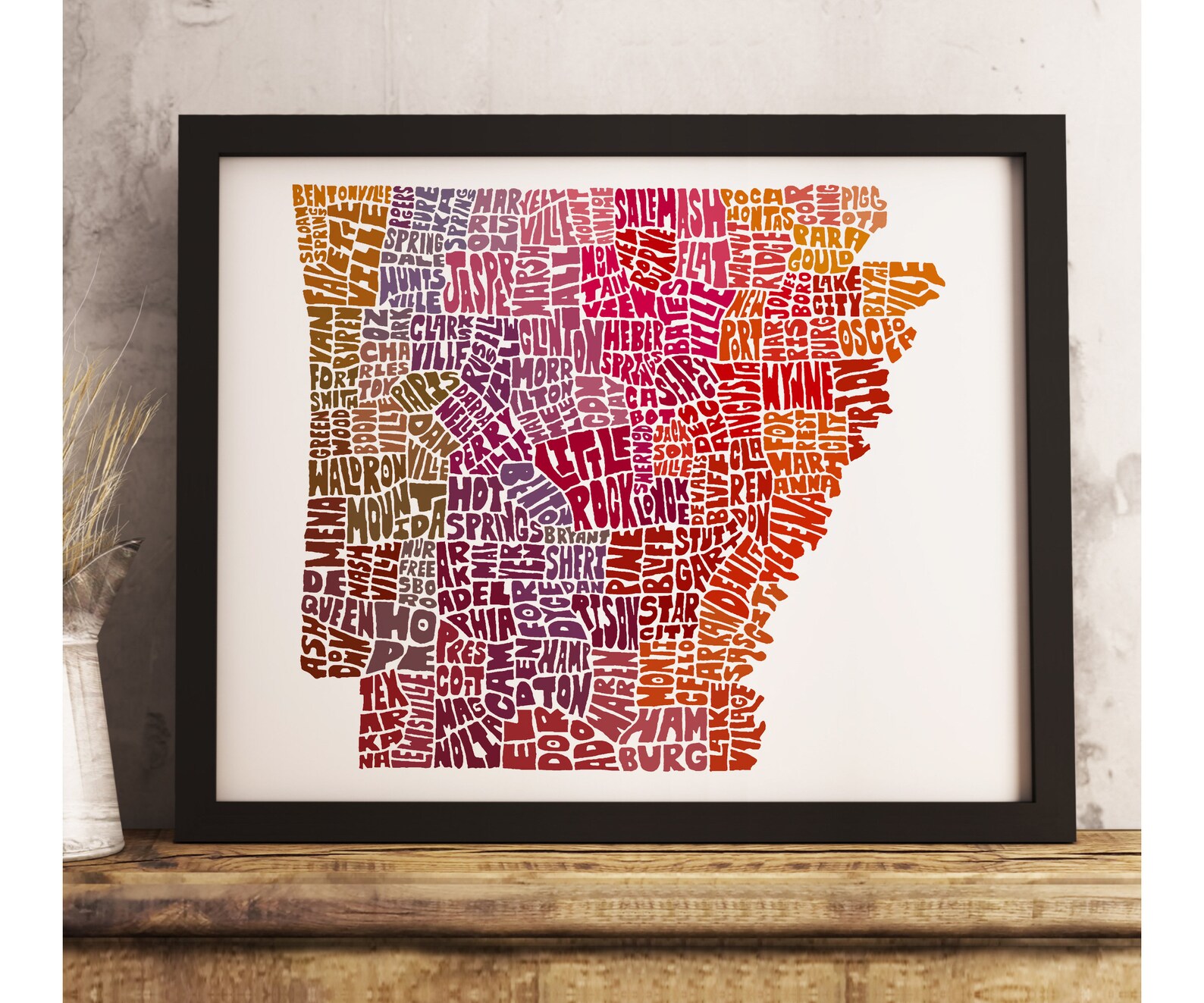 Arkansas Art Print FRAMED Arkansas Map Art Available in - Etsy