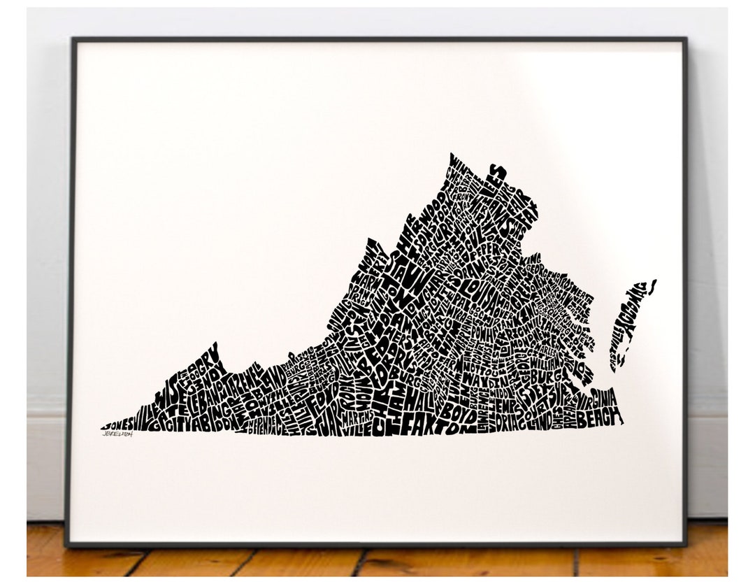 Virginia Map Art, Virginia Map Print, Virginia Art Print, Print of My ...