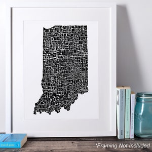 Indiana Map Art, Indiana Art Print, Signed Print of My Original Hand ...