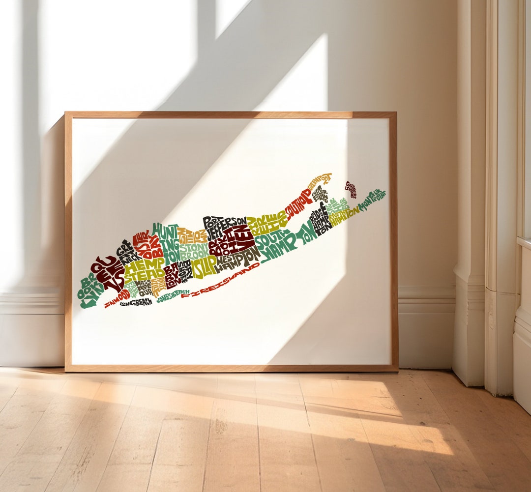 Long Island Neighborhood Art Print-framed, Long Island Map Art ...