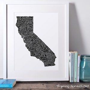 California Map Art, California Art Print, Signed Print of My Original ...