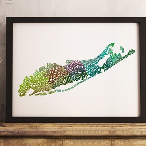 Long Island Neighborhood Art Print FRAMED, Long Island Map Art ...