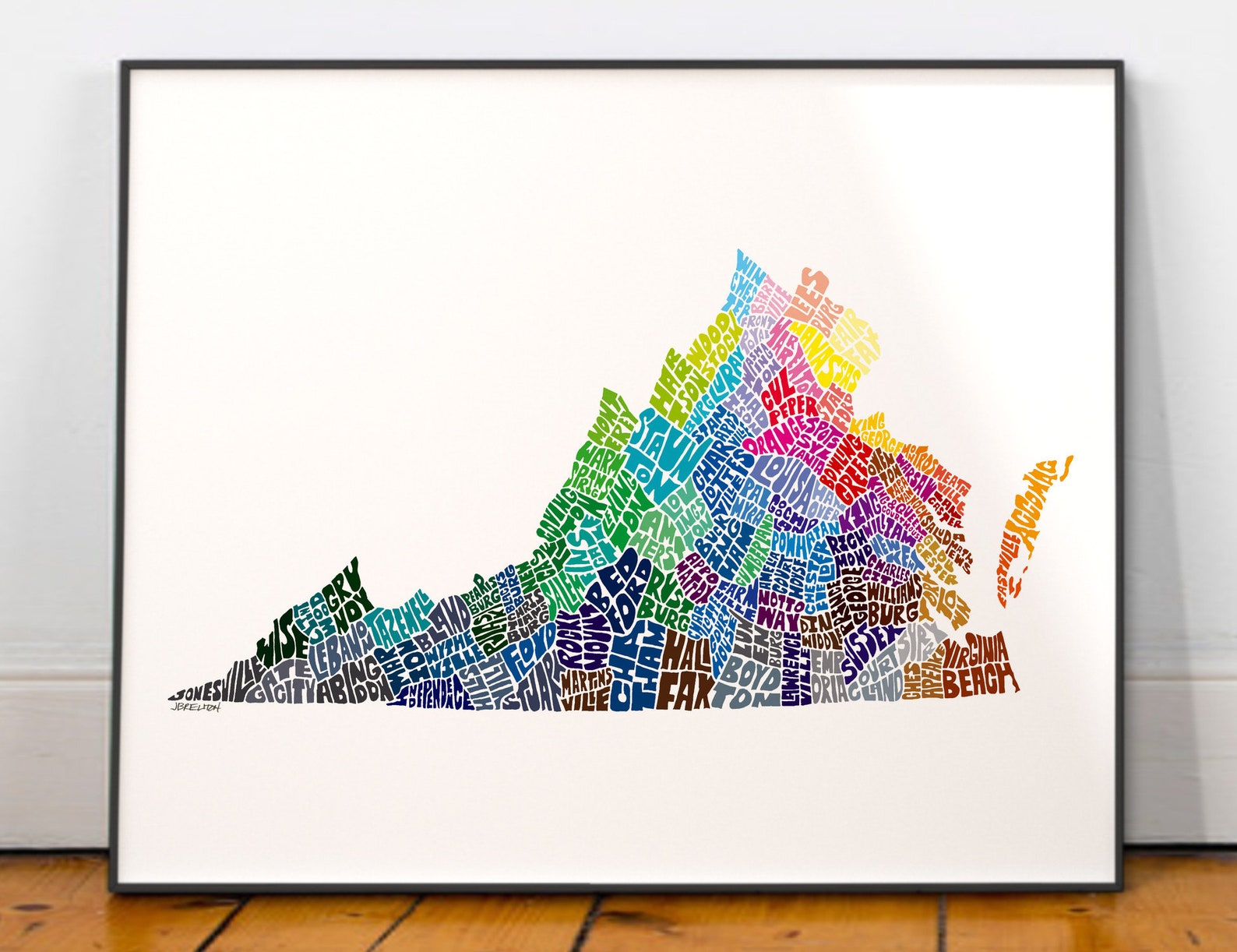 Virginia Map Art Virginia Art Print Signed Print of My - Etsy