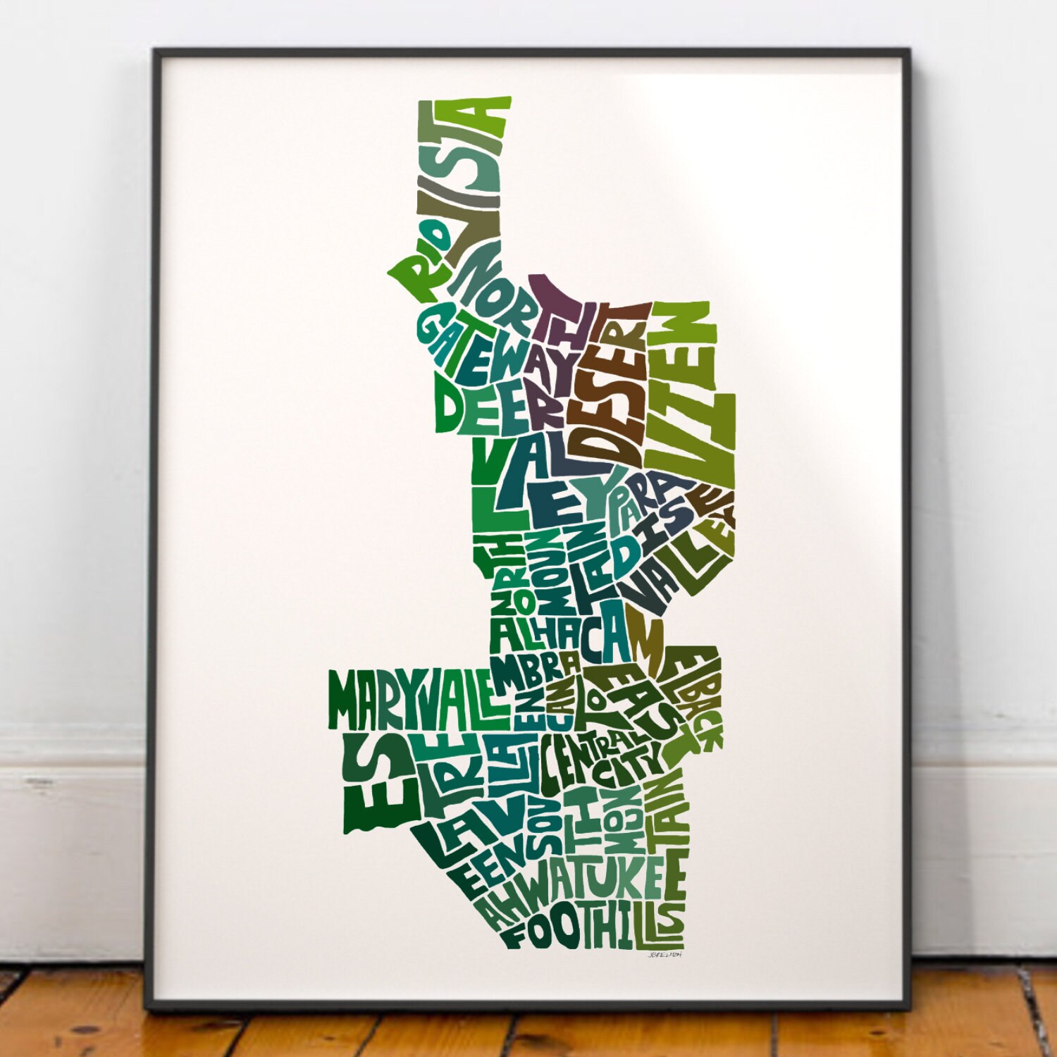 Phoenix Neighborhood Map Print signed print of my original | Etsy