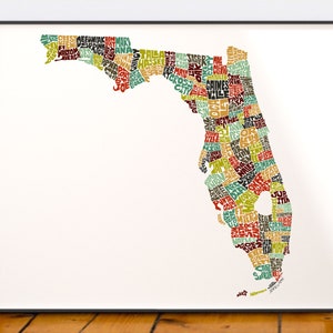 Florida Map Art, Florida Art Print, Signed Print of My Original Hand ...