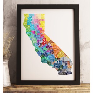 Framed California Art Print California Map Art Available in - Etsy