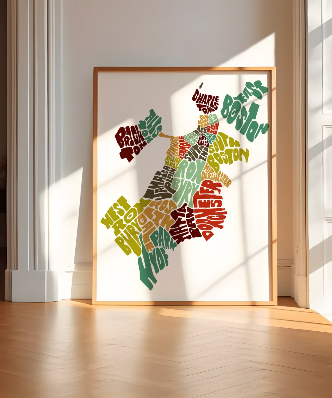 Boston Neighborhood Art Print-framed, Boston Map Art, Available in ...