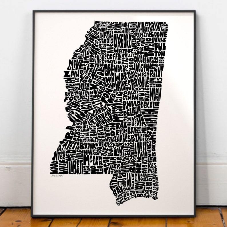 Mississippi Map Art Mississippi Art Print Signed Print of My - Etsy