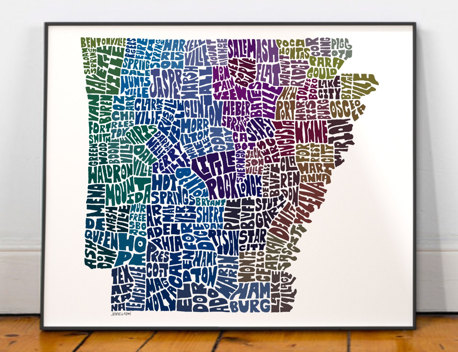Arkansas Map Art, Arkansas Art Print, Signed Print of My Original Hand ...