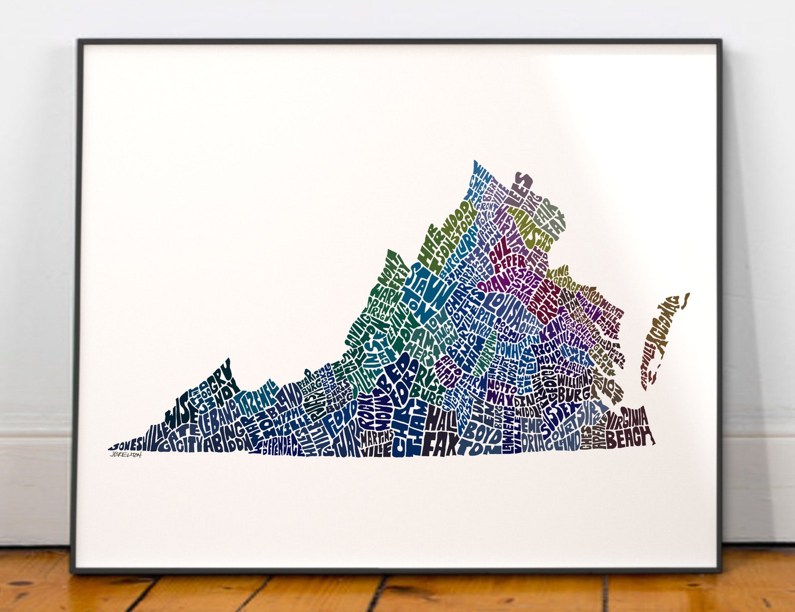 Virginia Map Art Virginia Art Print Signed Print of My - Etsy