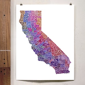 California Map Art, California Art Print, Signed Print of My Original ...