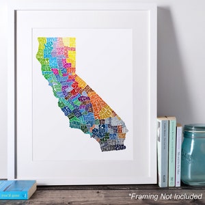 California Map Art, California Art Print, Signed Print of My Original ...
