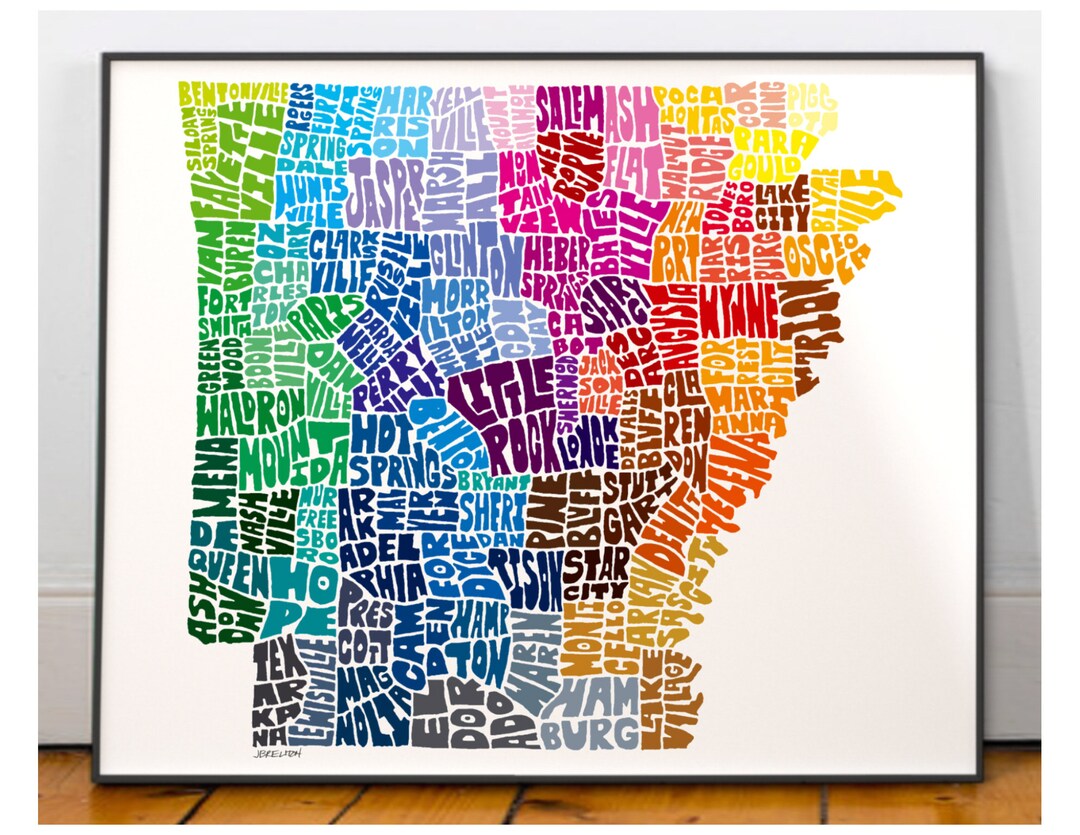 Arkansas Map Art, Arkansas Art Print, Signed Print of My Original Hand ...