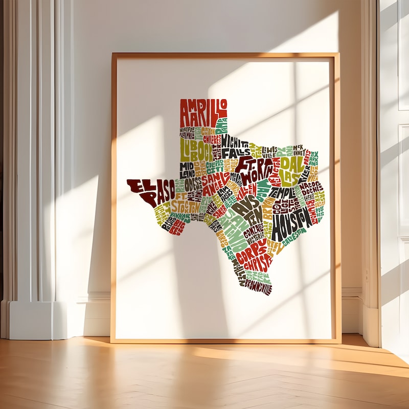 Texas Map Print - Etsy