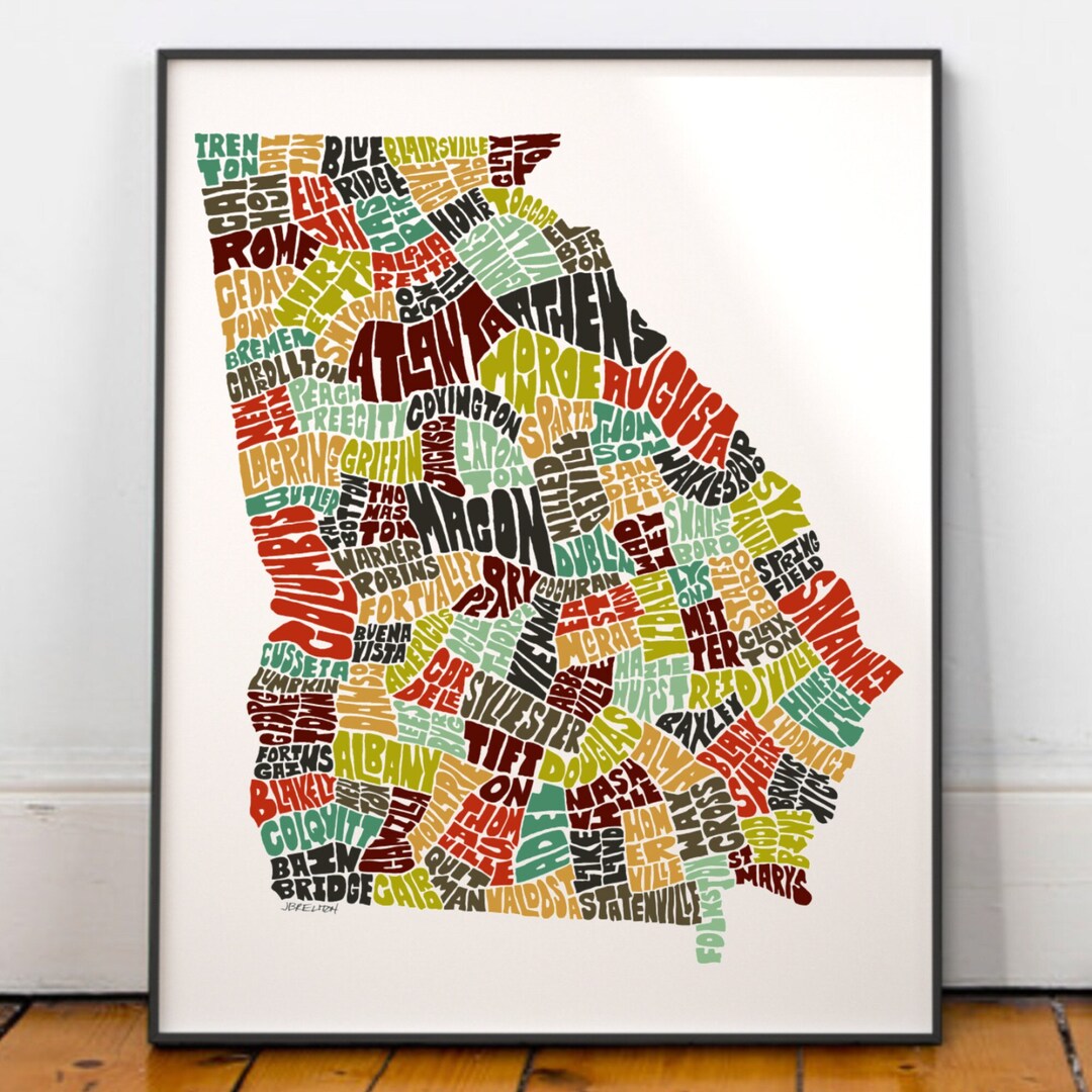 Georgia Map Art Georgia Art Print Signed Print of My - Etsy