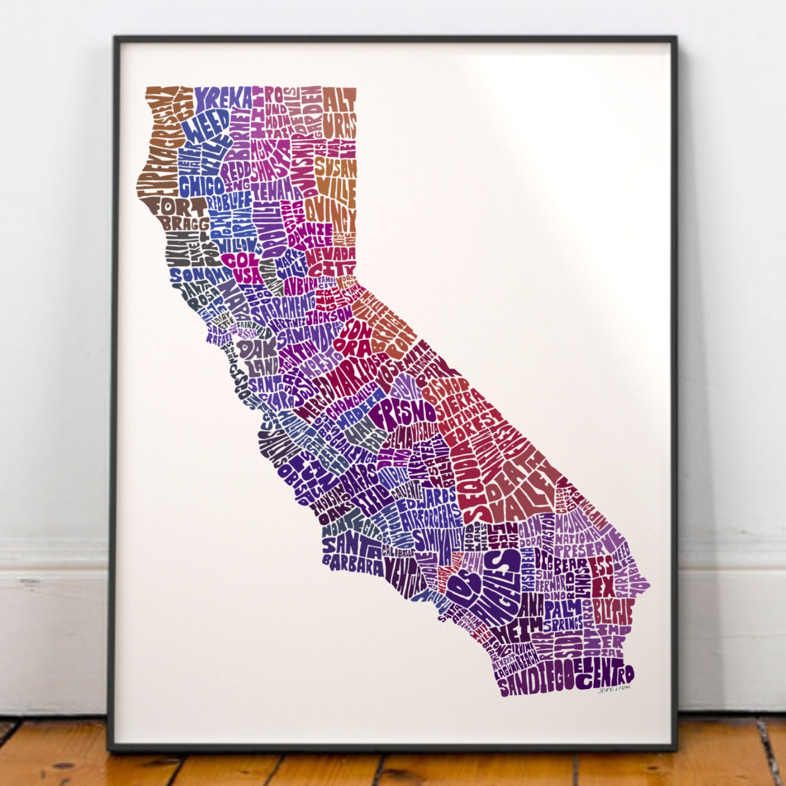 California Map Art California Art Print Signed Print of My | Etsy