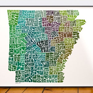 Arkansas Map Art, Arkansas Art Print, Signed Print of My Original Hand ...