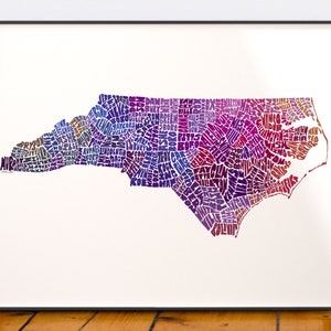 North Carolina Map Art, North Carolina Map Print, North Carolina Art ...