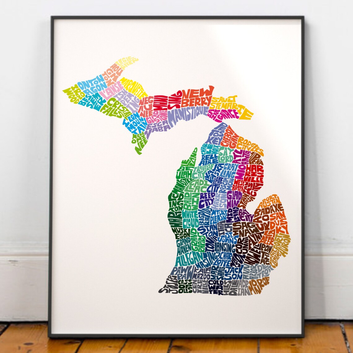 Michigan Map Art Michigan Art Print Signed Print of My | Etsy