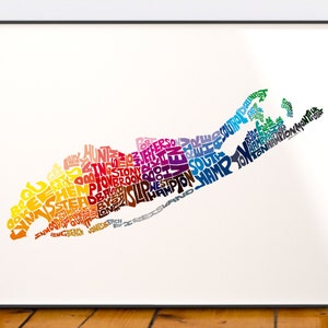 Long Island Neighborhood Map Print, Signed Print of My Original Hand ...