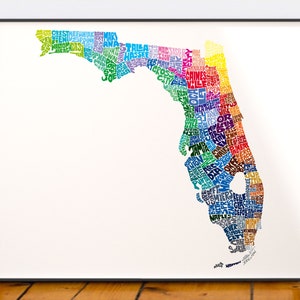 Florida Map Art, Florida Art Print, Signed Print of My Original Hand ...