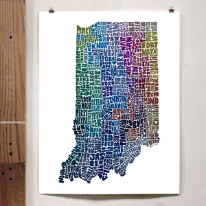 Indiana Map Art, Indiana Art Print, Signed Print of My Original Hand ...
