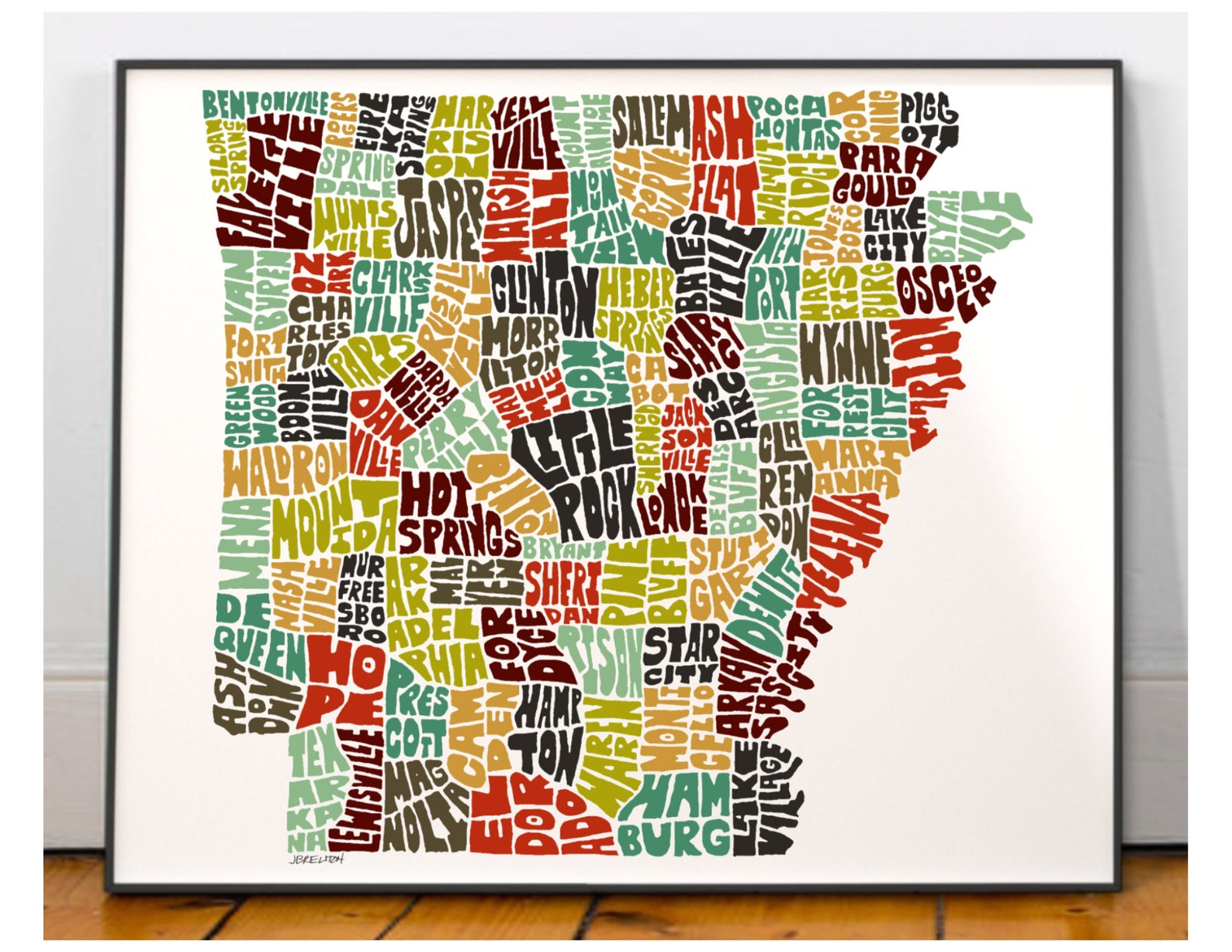 Arkansas Map Art, Arkansas Art Print, Signed Print of My Original Hand ...